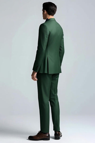 ZAPAKA Homens Fatos Verde Escuro Lapel Pico 2 Peças Slim Fit Prom Suits ...